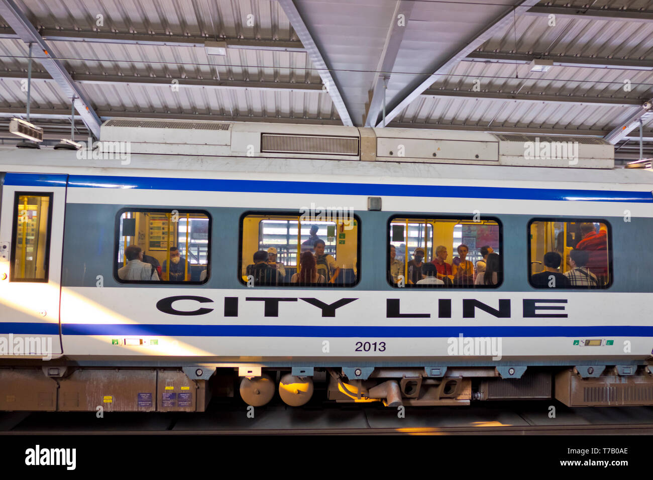 City rail link train, Makkasan Airport Rail Link station, Sukhumvit ...