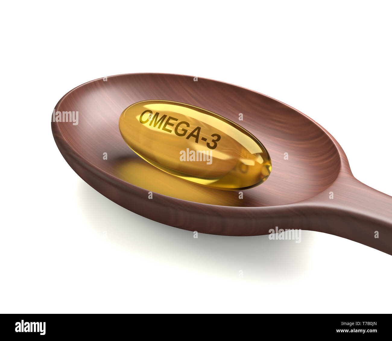3d render of omega-3 capsule on spoon isolated over white background ...