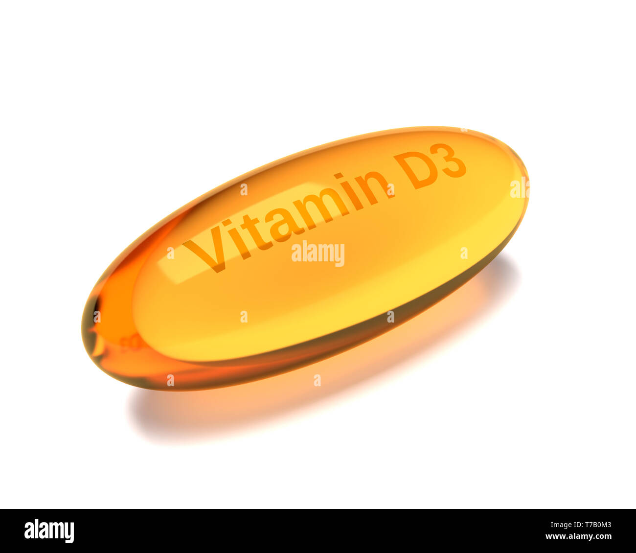 3d render of vitamin D3 capsule isolated over white background Stock ...