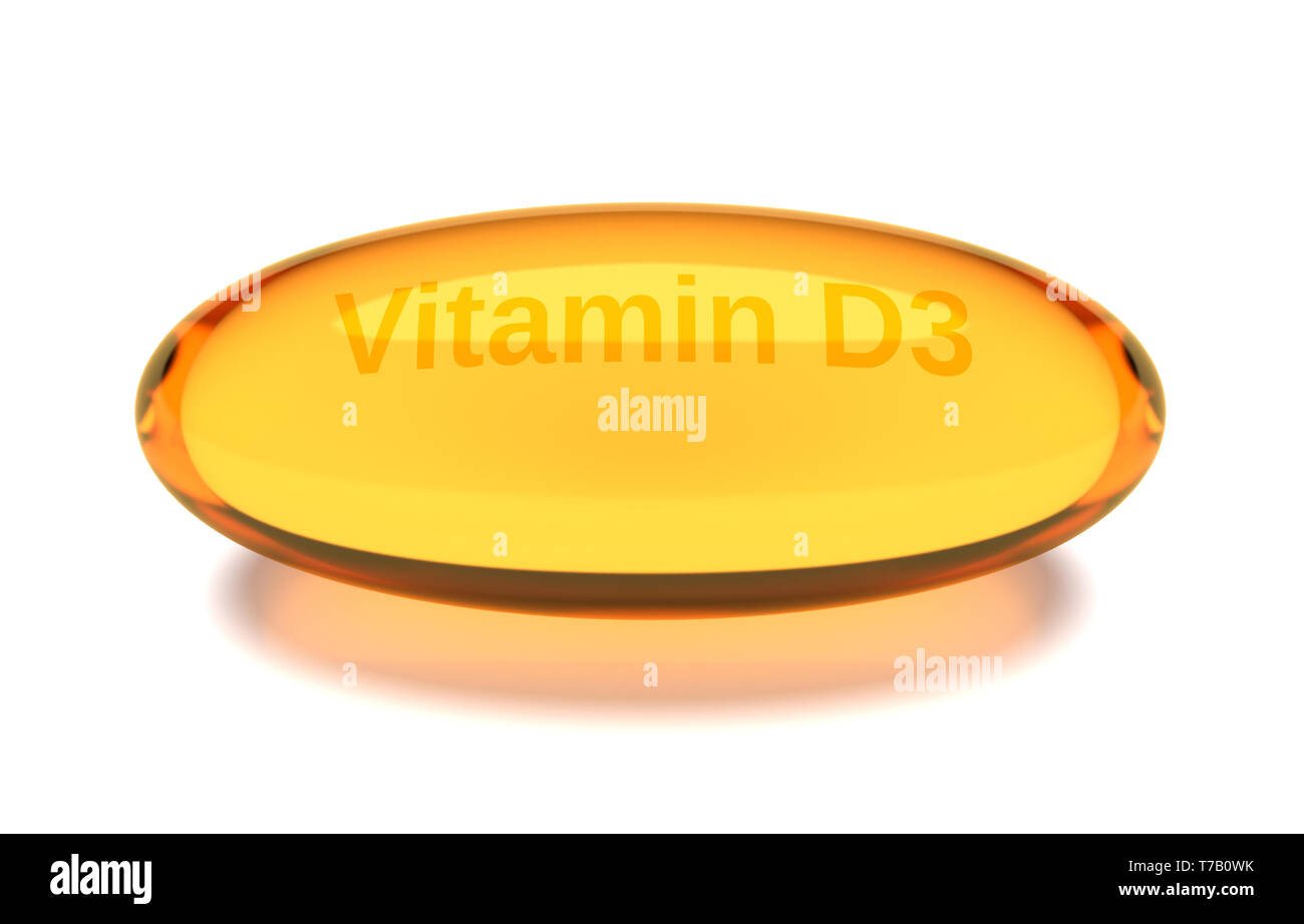 3d render of vitamin D3 capsule isolated over white Stock Photo - Alamy