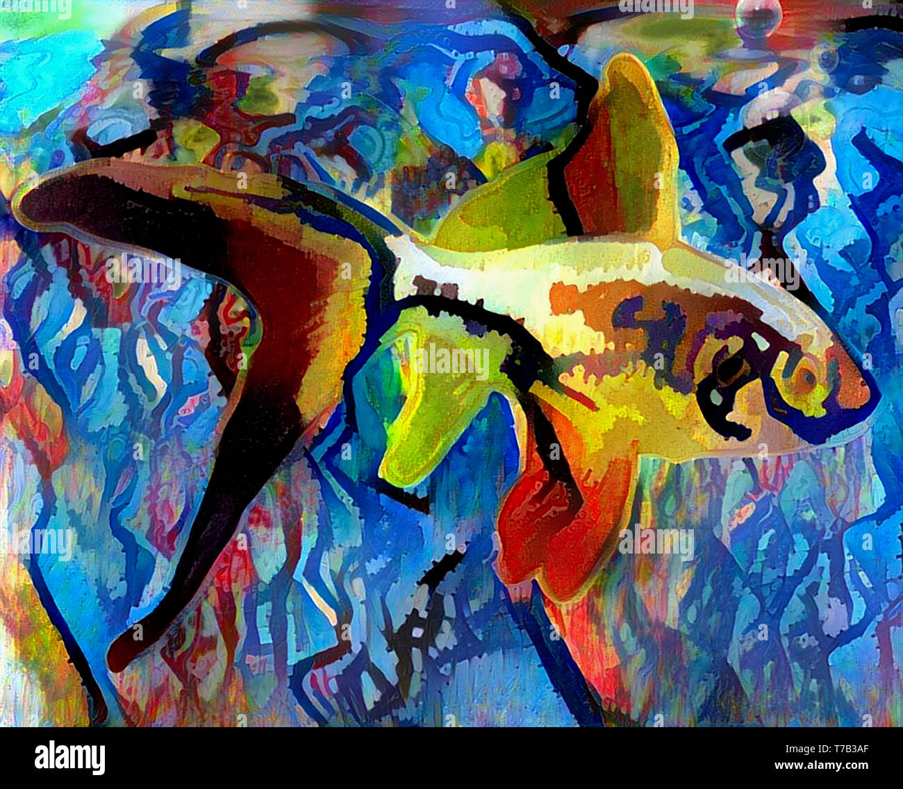 Beautiful painting of golden fish Stock Photo - Alamy