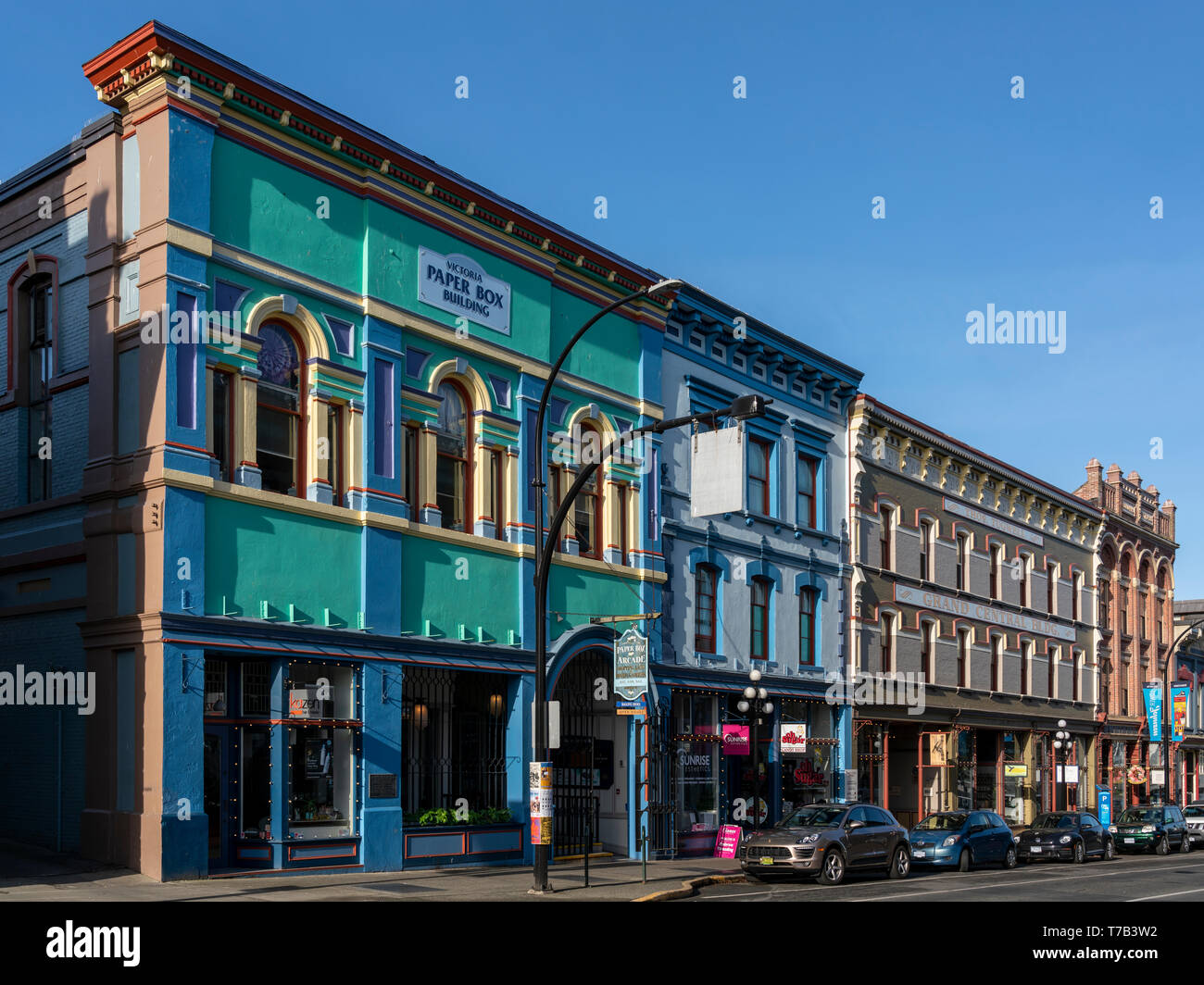 Heritage buildings on lower Johnson Street in Victoria, British ...