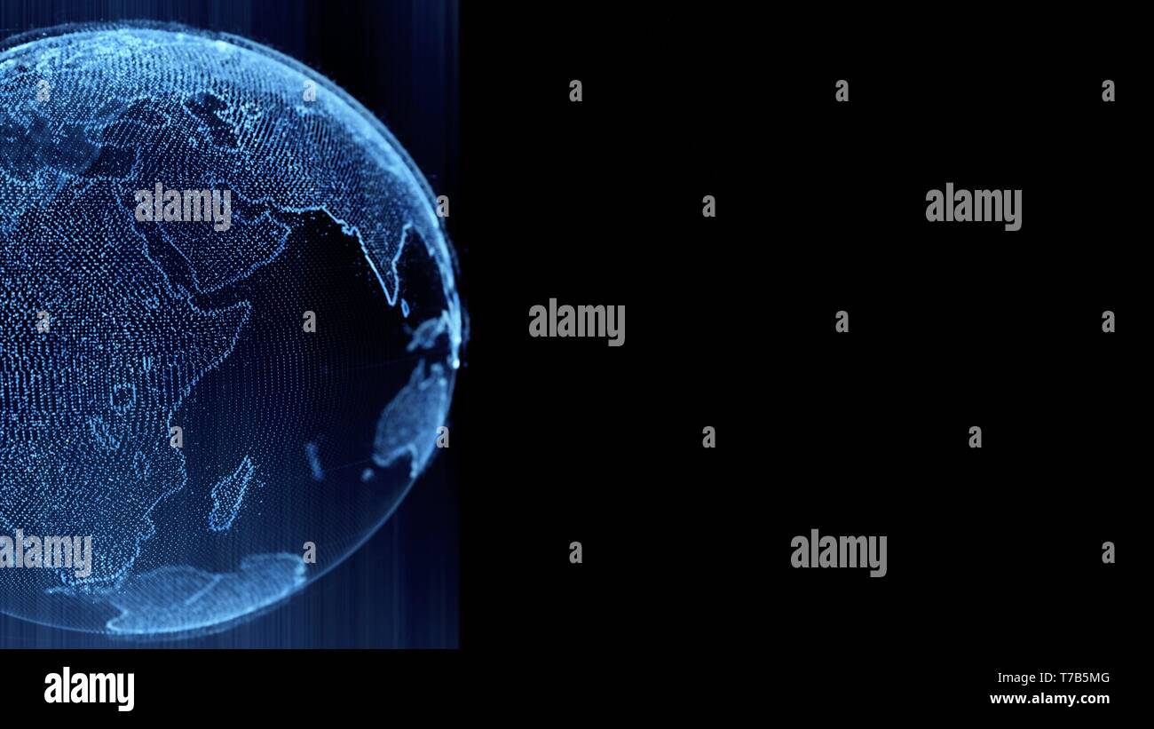 Earth rotating loop of rotating glowing dots stylised world globe with ...
