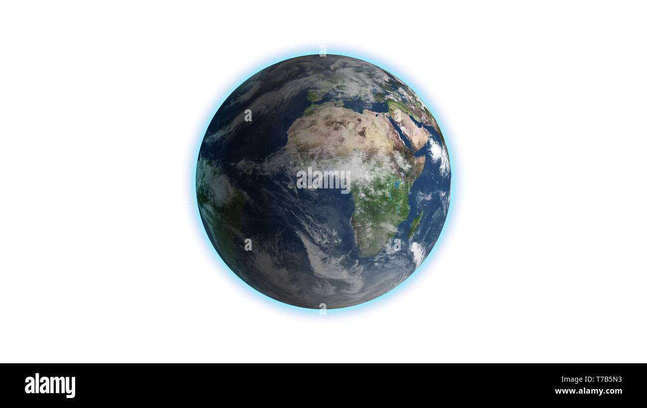 Realistic Earth Rotating on White Loop . Globe is centered in frame ...