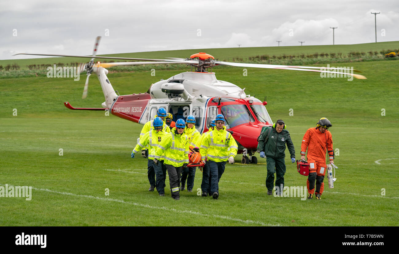 This is the rescue by HMCG (Coastguard) of a woman who fell during a ...