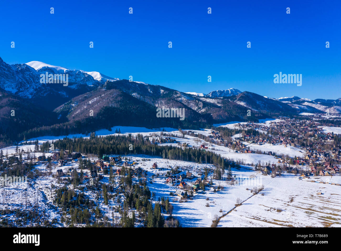 aerial winter Tatra mountain landscape of zakopane Stock Photo - Alamy
