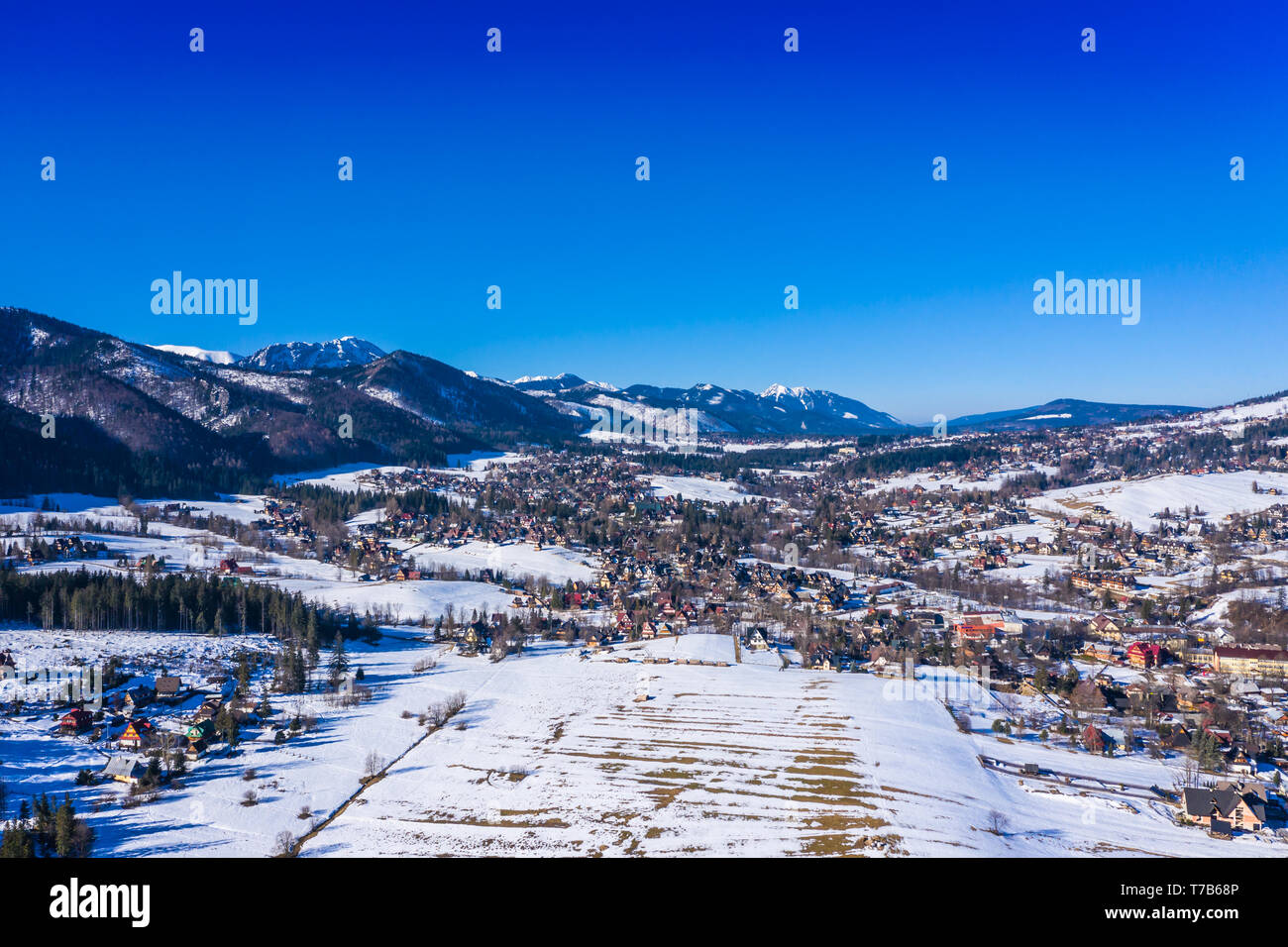 aerial winter Tatra mountain landscape of zakopane Stock Photo - Alamy