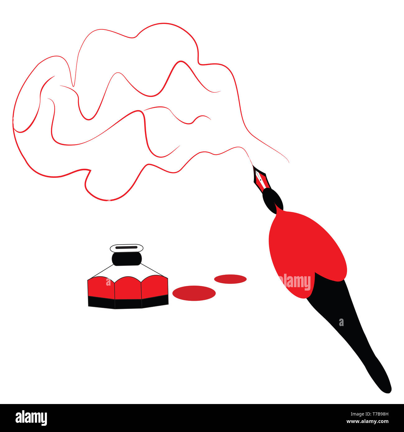 illustration of a pen sketching the brain with red ink Stock Photo - Alamy