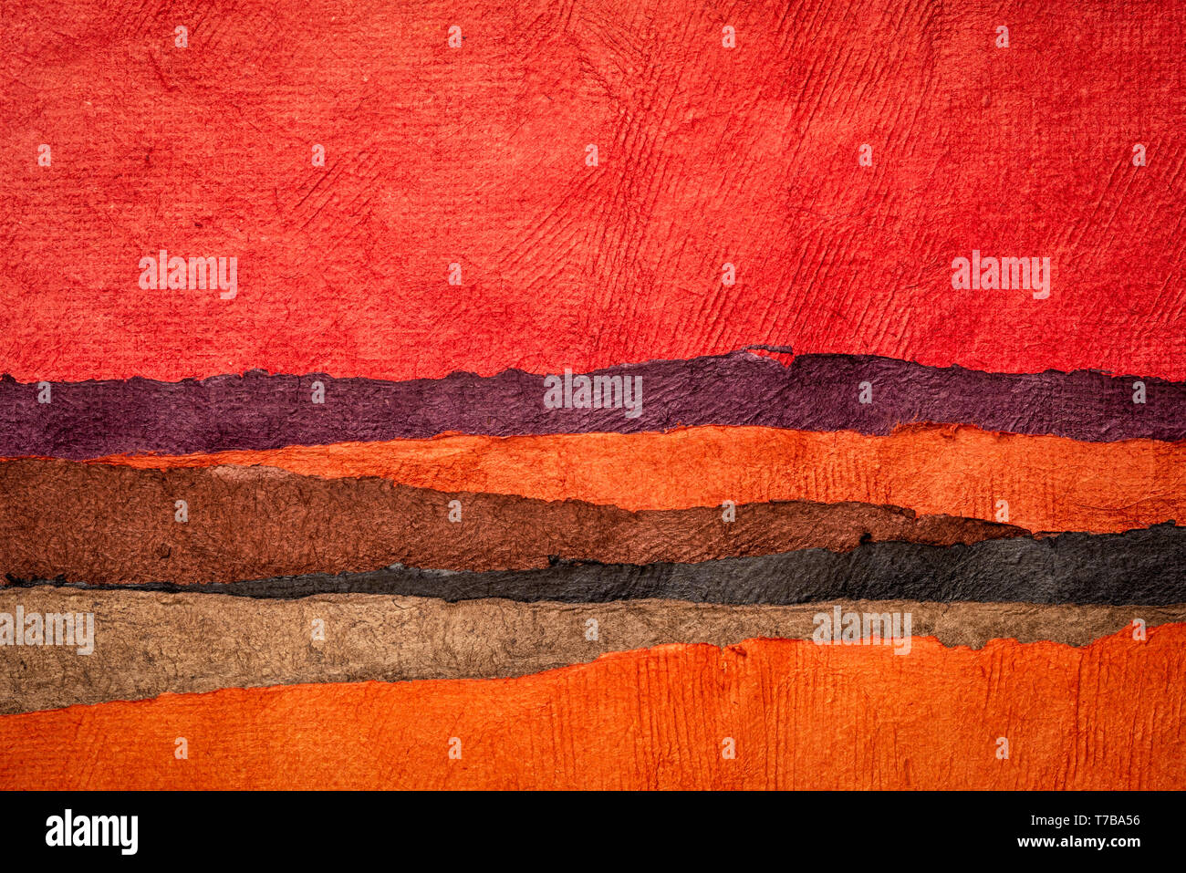 abstract desert or badlands landscape created with sheets of textured ...