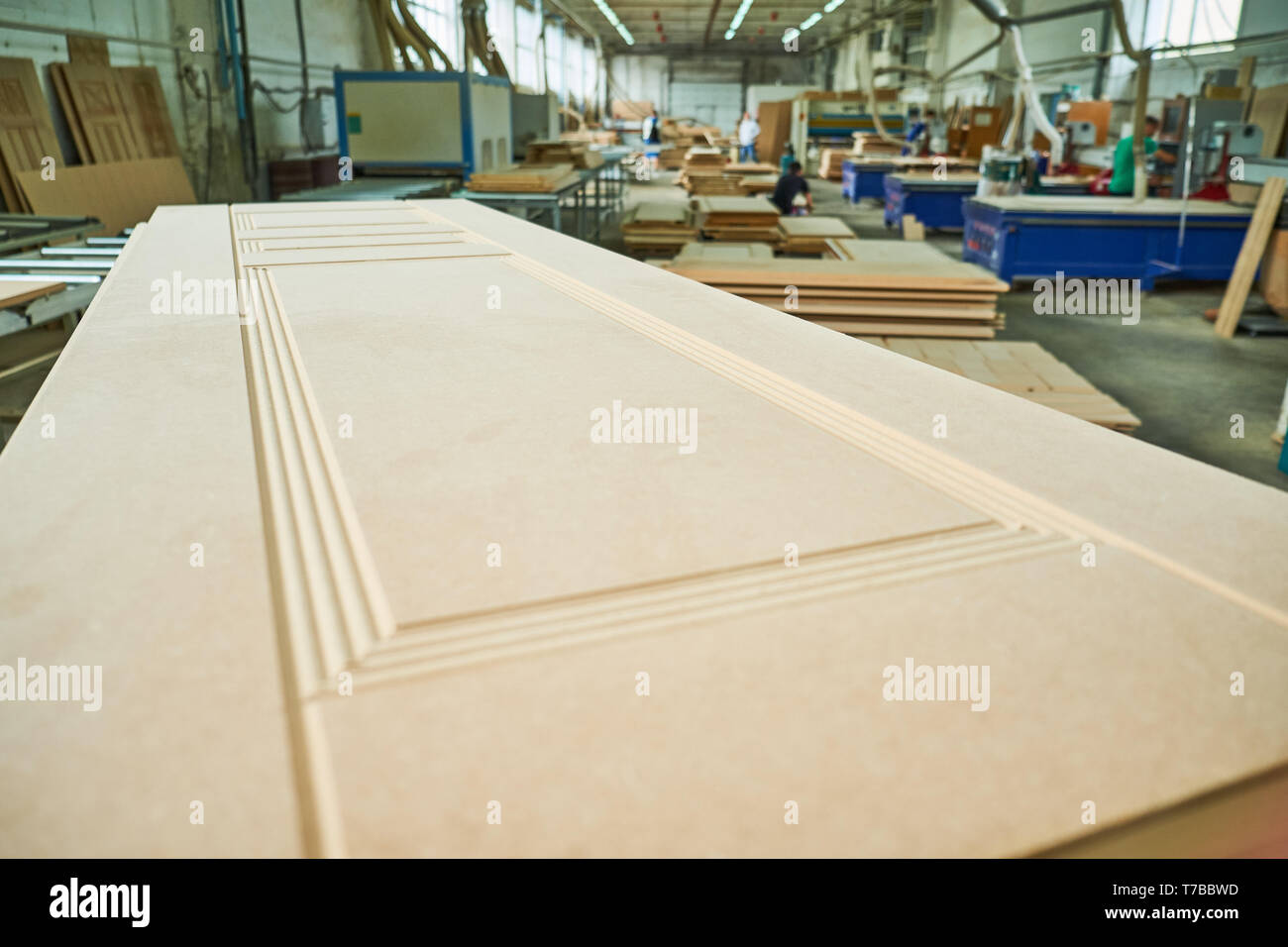 wood door milling, interior doors production 4k Stock Photo - Alamy