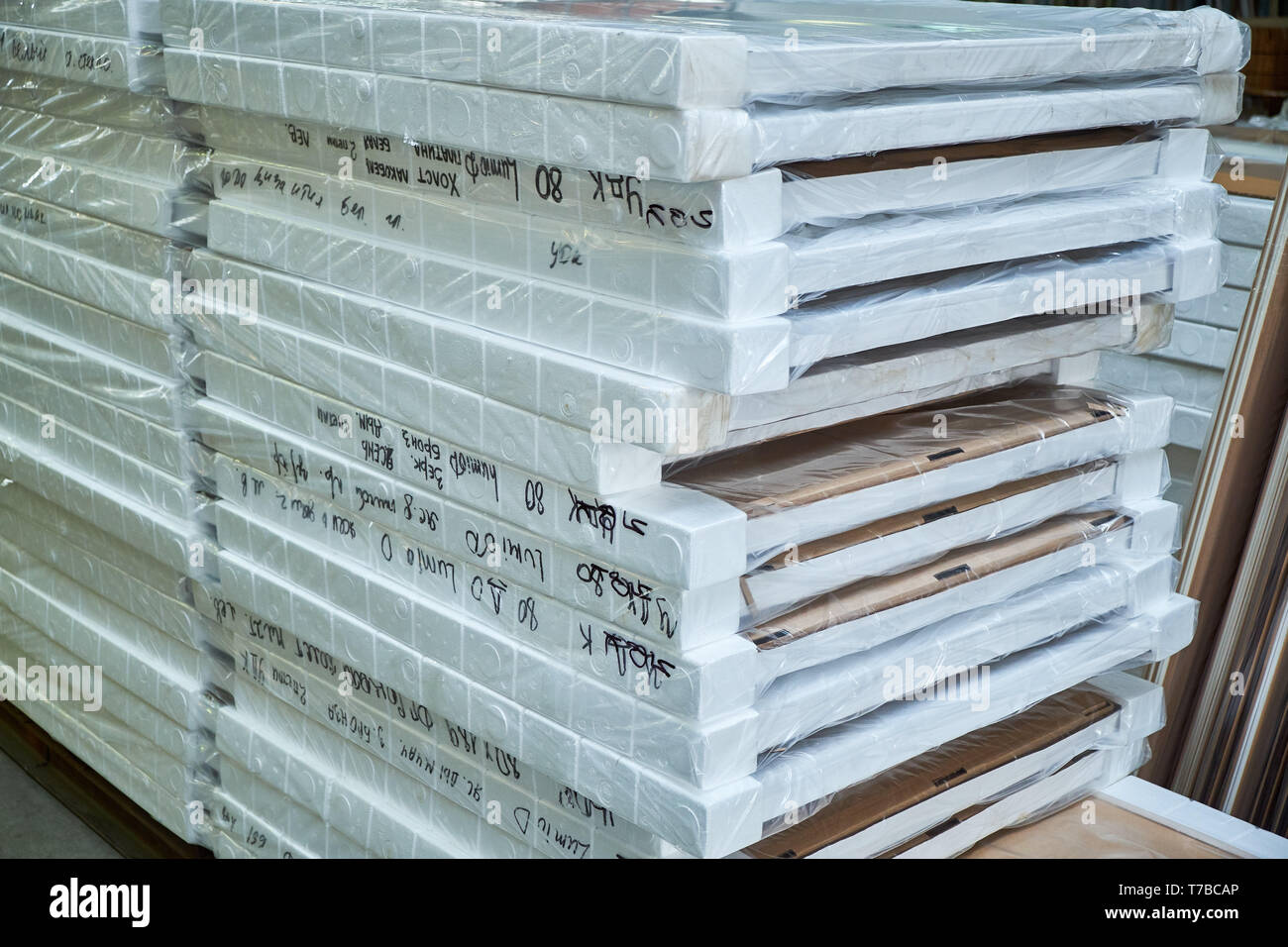 warehouse of finished and packed doors, production of interior and ...