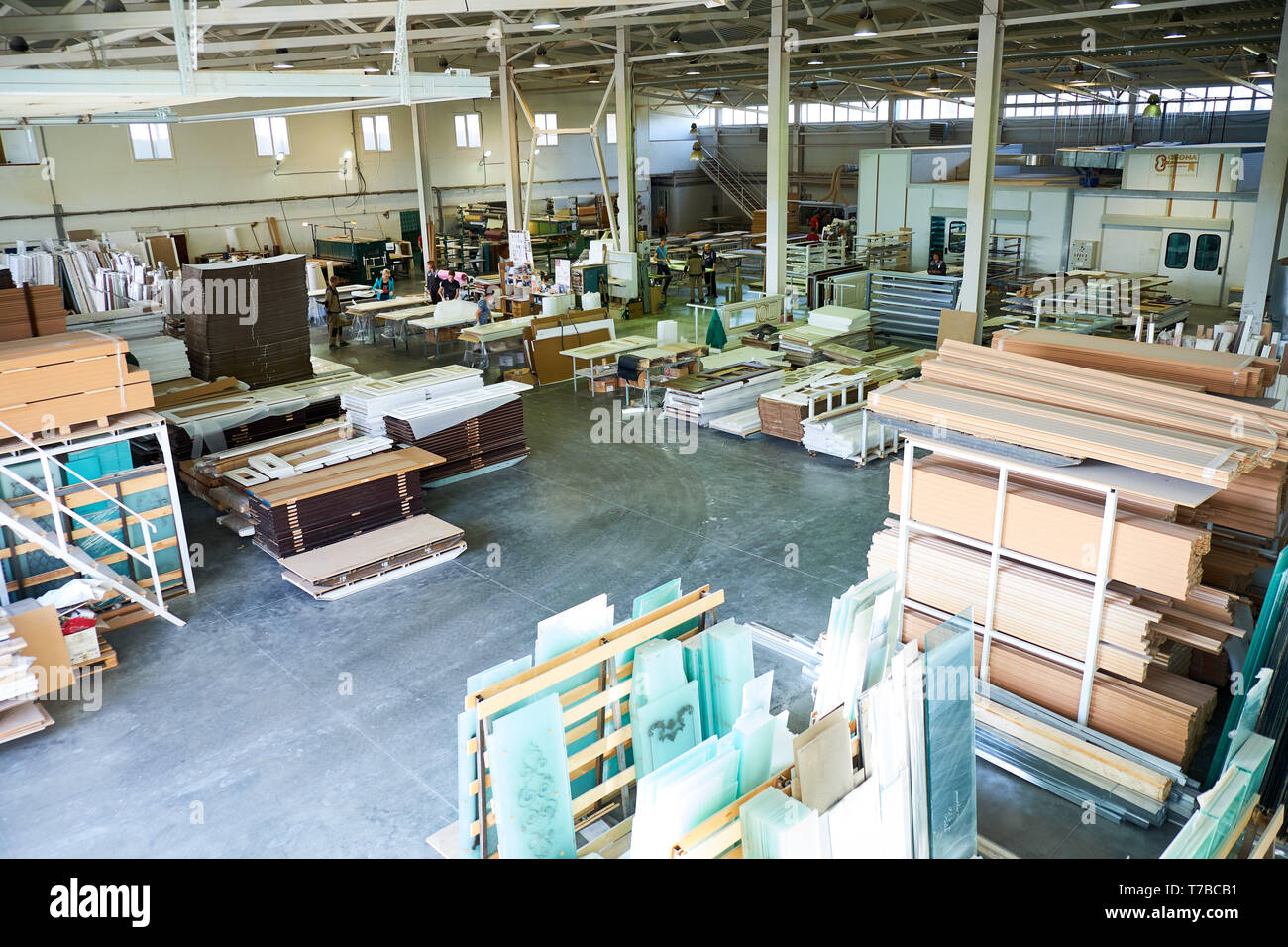 warehouse of finished and packed doors, production of interior and ...