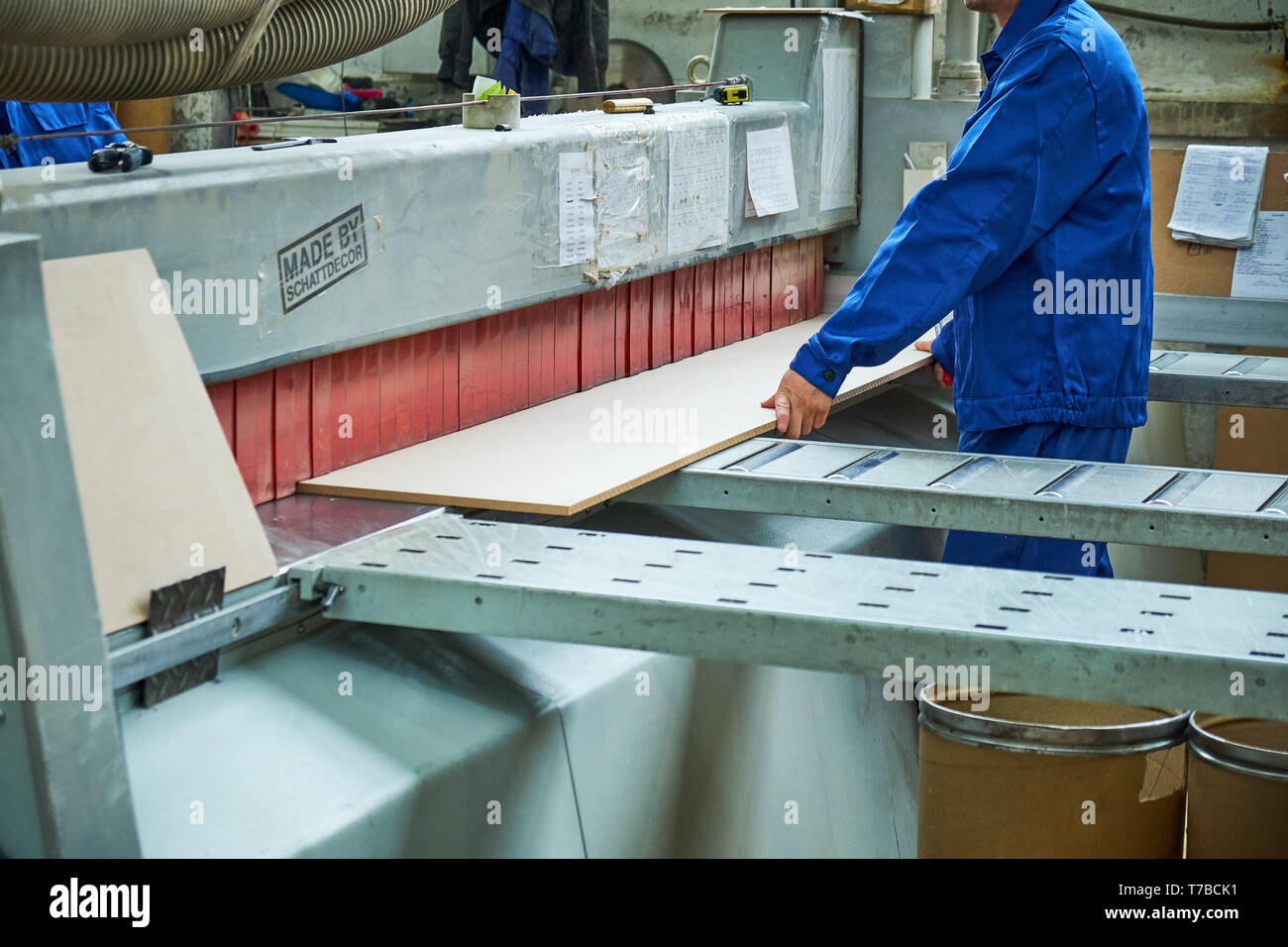 wood door milling, interior doors production 4k Stock Photo - Alamy