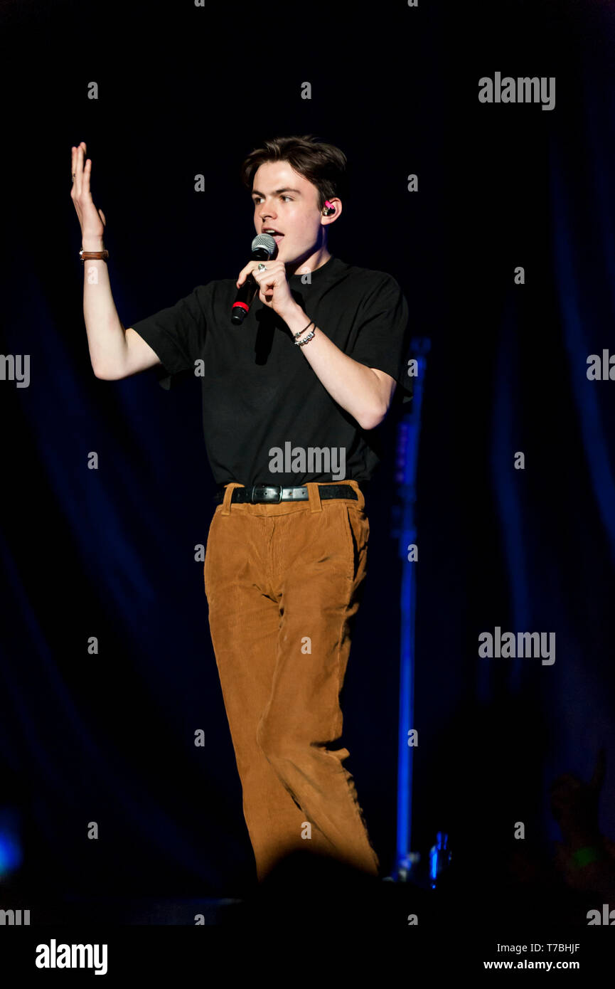 Liverpool, UK. 5th May 2019. Singer, Blake Richardson, performs with ...