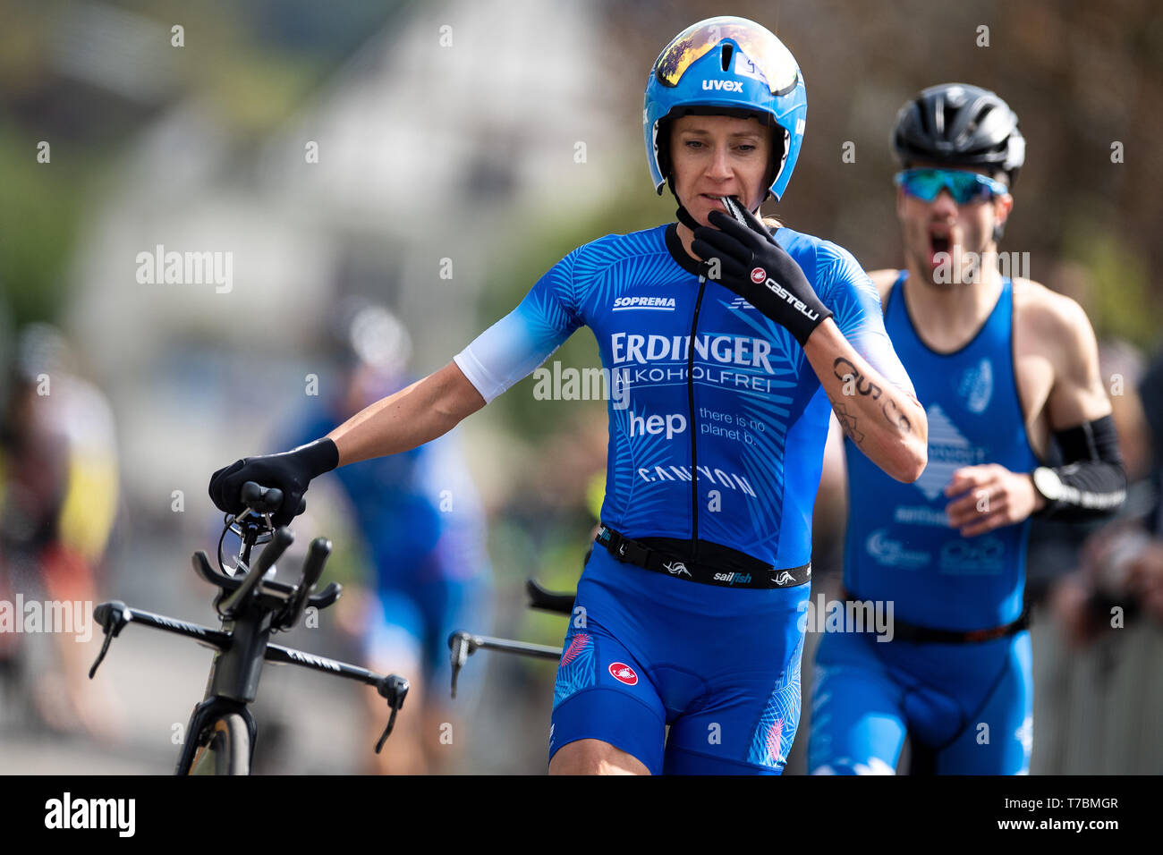 Kreuztal, Germany. 05th May, 2019. Laura Philipp runs at the triathlon ...