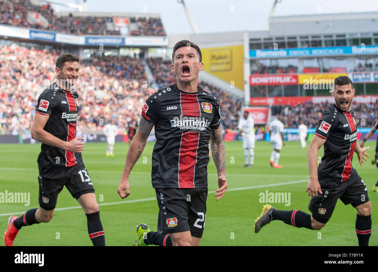 Leverkusen, Deutschland. 05th May, 2019. jubilation Charles ARANGUIZ ...