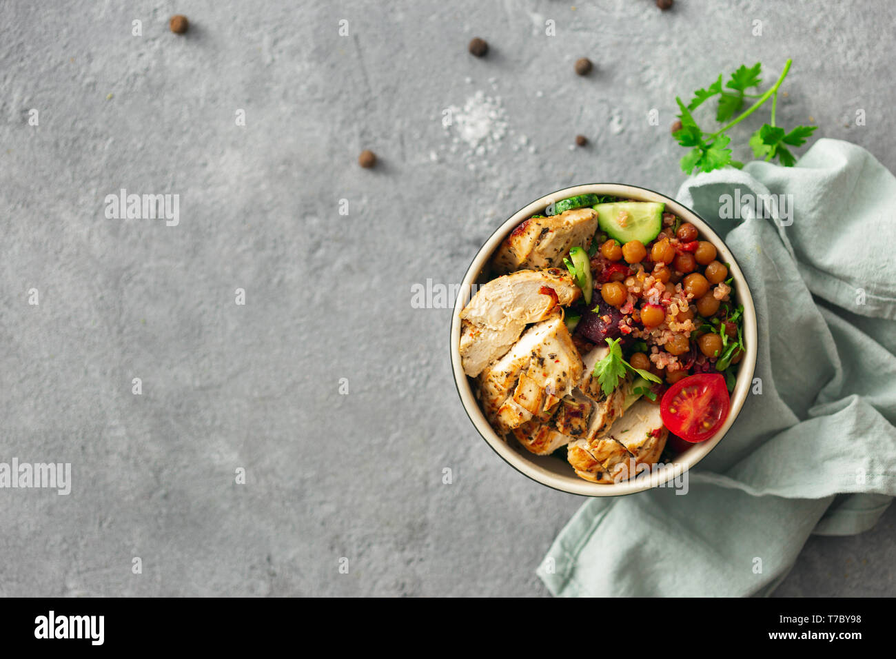 Healthy eating plate balanced diet. Buddha bowl top view asian table ...