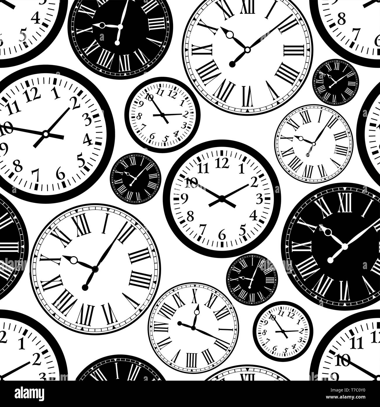 Seamless black and white clock Black and White Stock Photos & Images ...