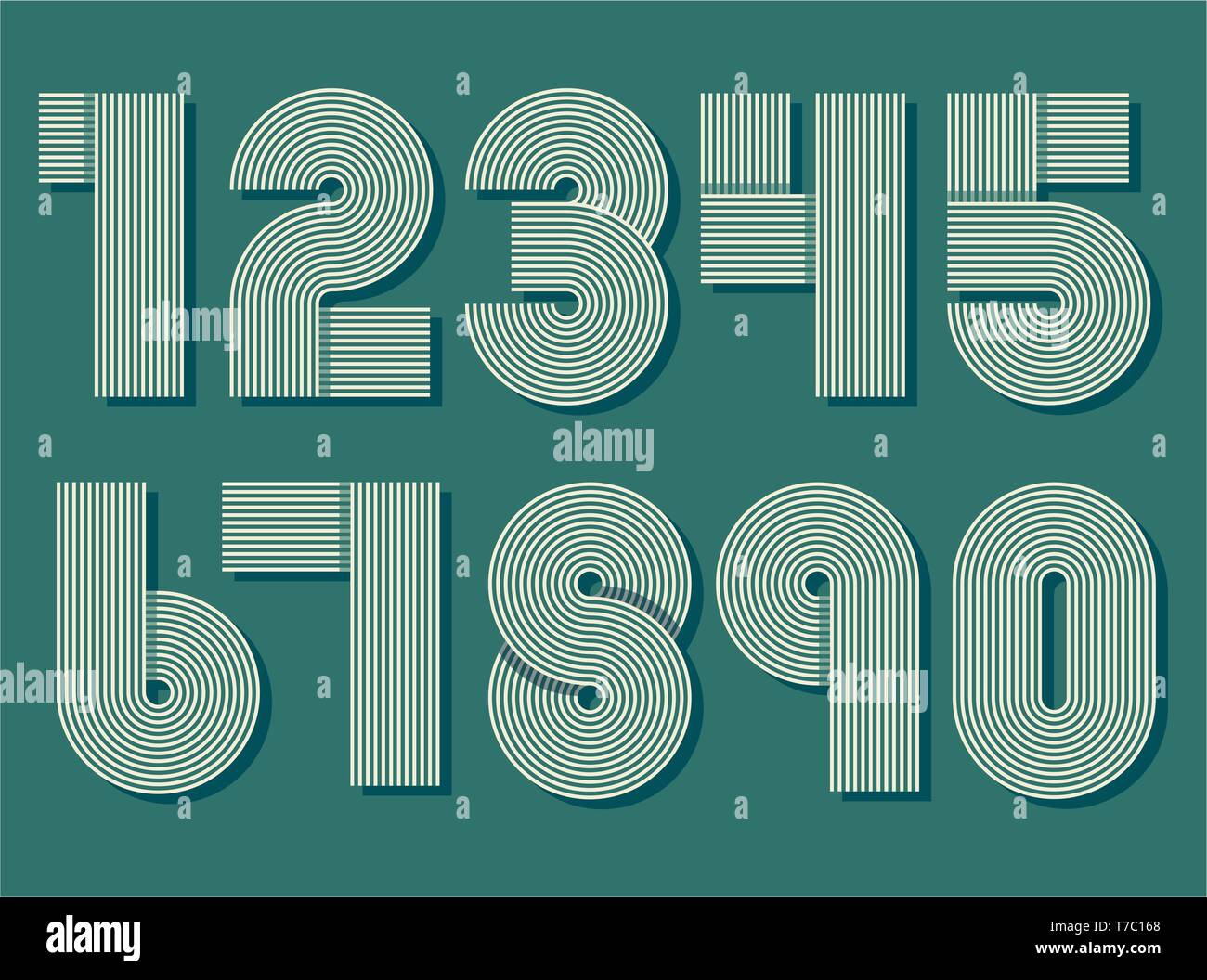 Retro stripes funky numbers set,trendy elegant retro style design ...