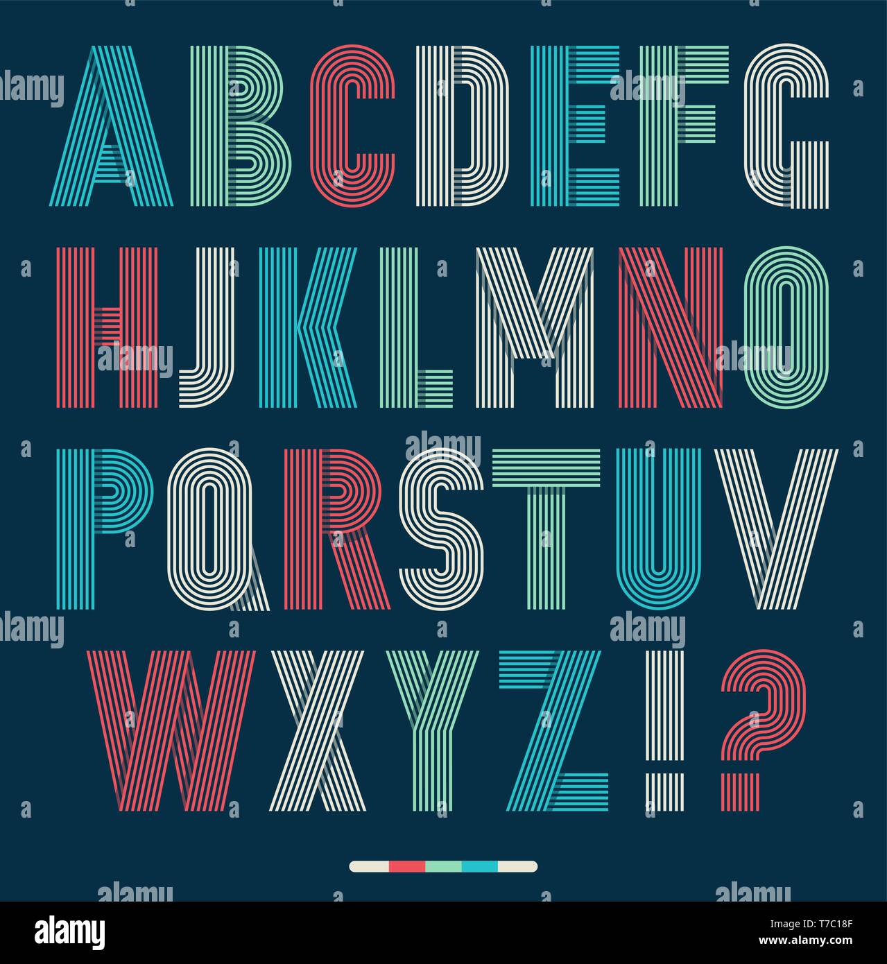 Retro stripes funky fonts set,trendy elegant retro style design. Vector ...