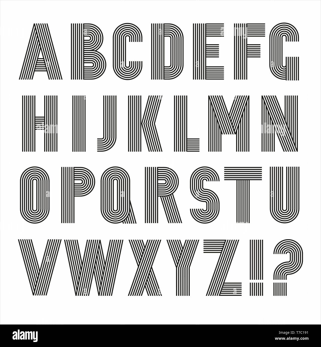 Retro stripes funky fonts set, trendy elegant retro style design ...