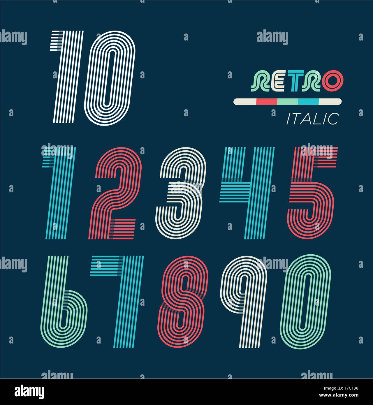 Retro fun numbers. Color set of vintage Stock Vector Image & Art - Alamy