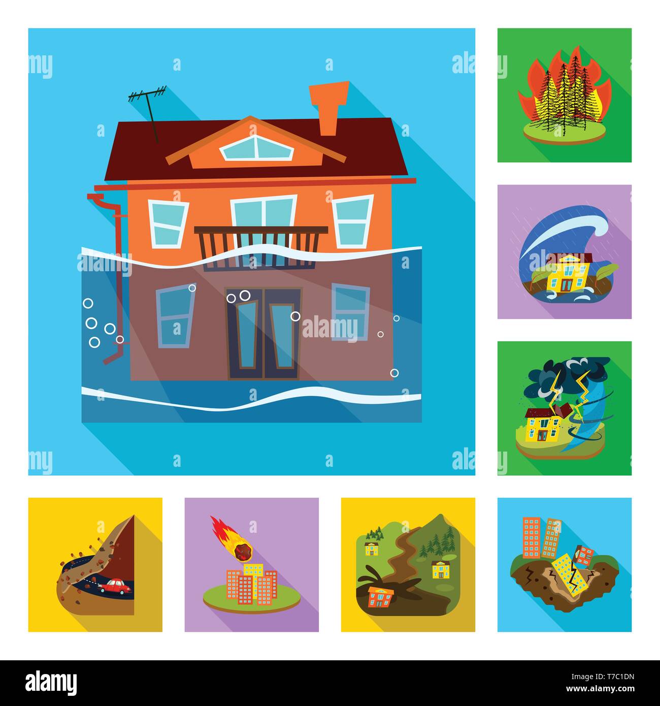 Vector design of collapse and environment icon. Set of collapse and ...