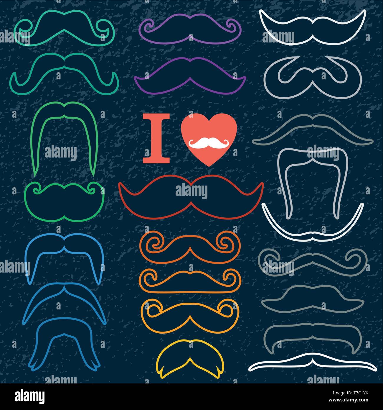 Moustaches set. Design elements.Color icon of flat design Stock Vector ...