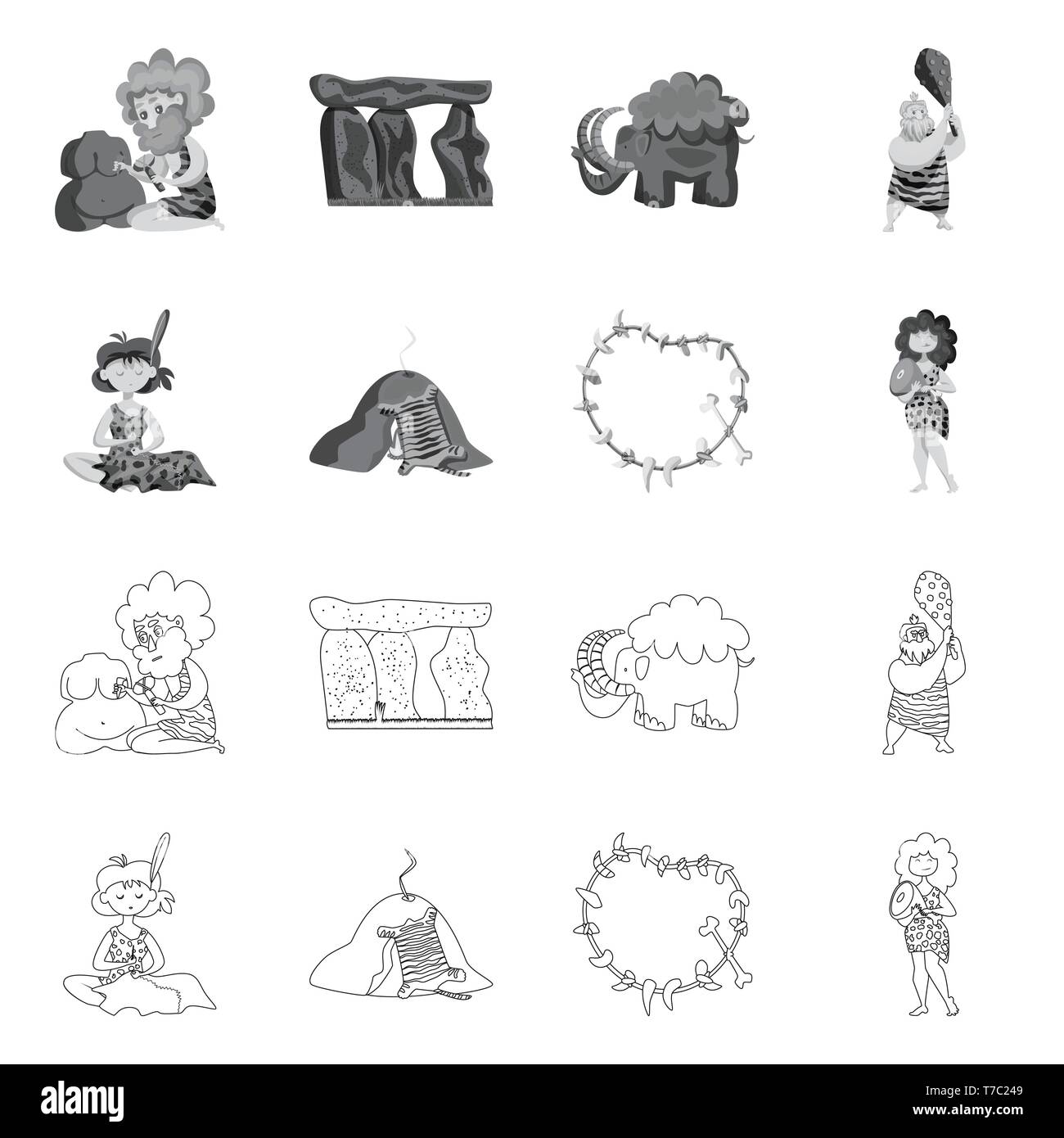 man,stone,mammoth,woman,cave,necklace,primeval,monolith,animal,bone ...