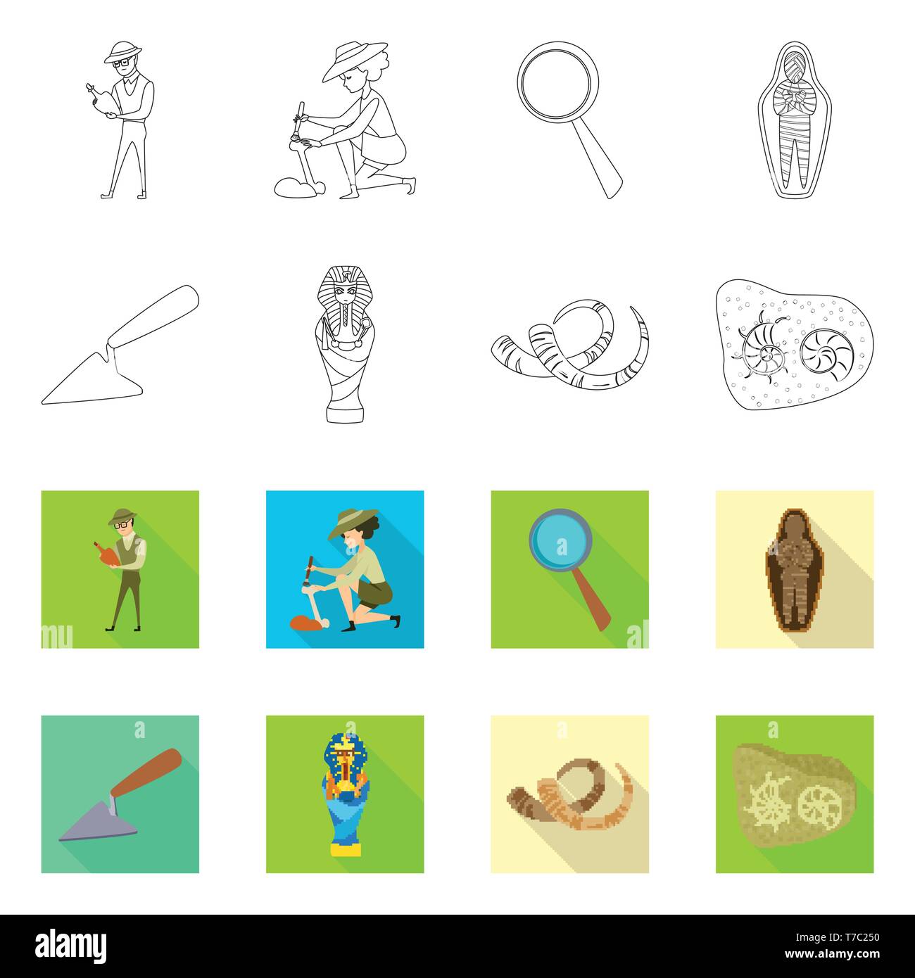 archaeologist,lens,mummy,tool,sarcophagus,horn,rock,human,girl,glass ...