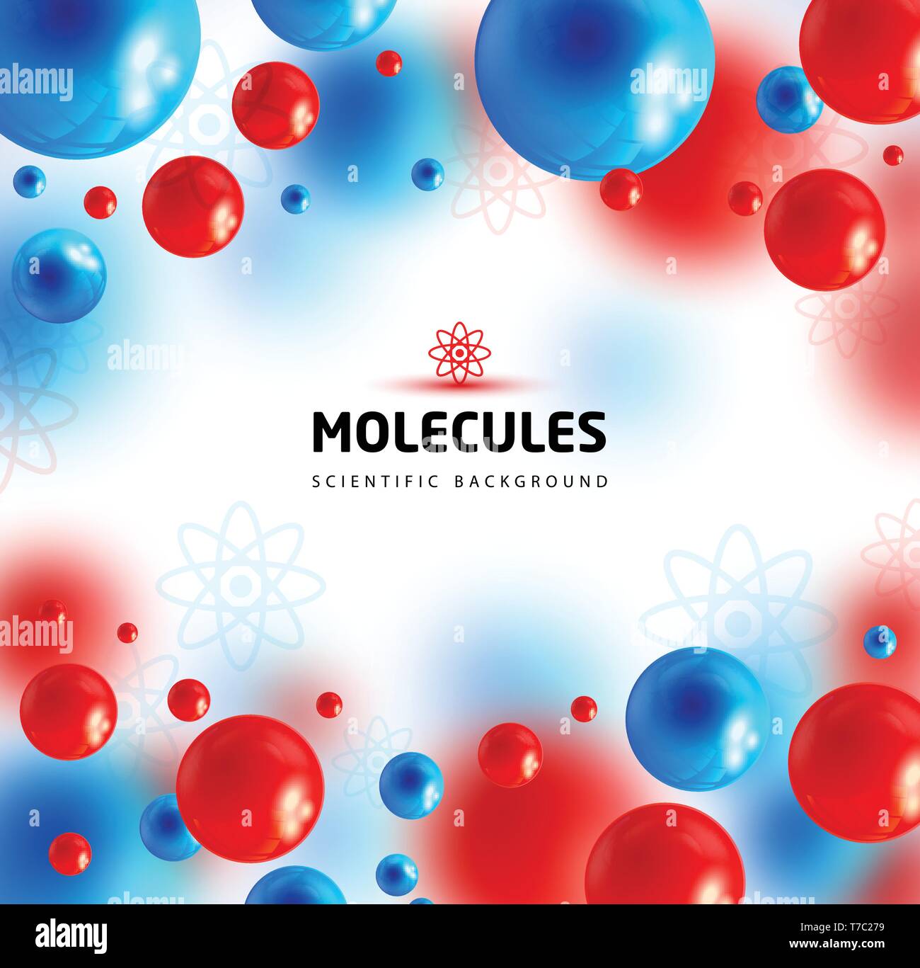 Blue and red molecules, vector background.3D molecule Stock Vector ...