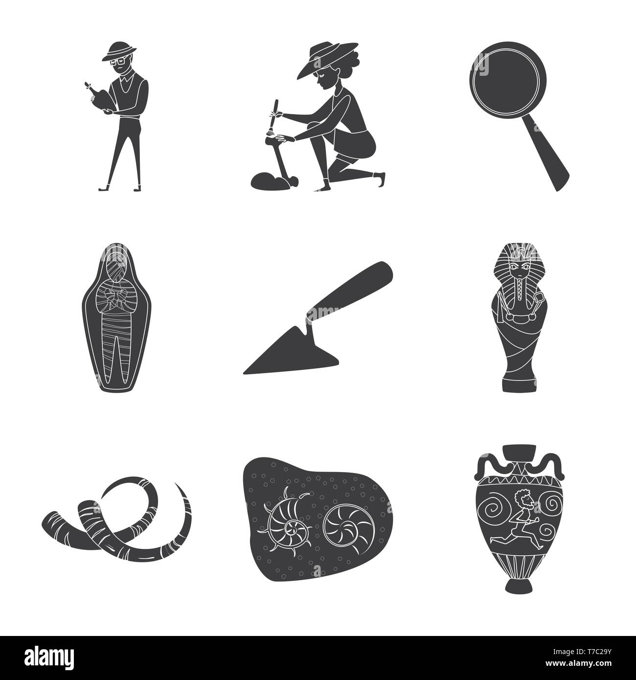 archaeologist,lens,mummy,tool,sarcophagus,horn,rock,amphora,human,girl ...