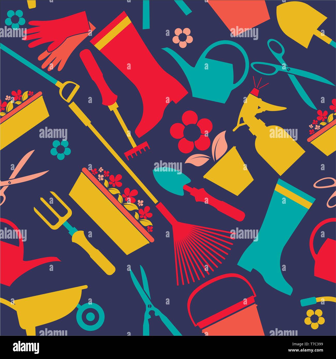 Seamless with garden tools. Vector stock illustration Stock Vector ...