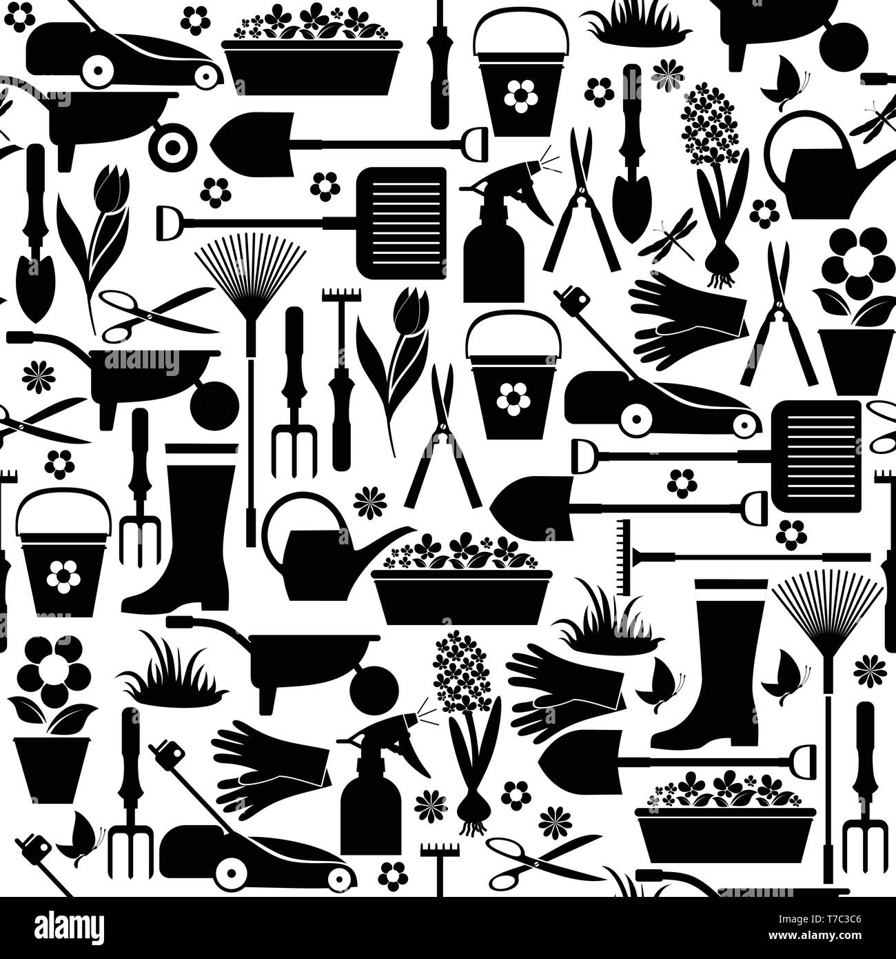 Seamless garden pattern. Vector stock illustration Stock Vector Image ...