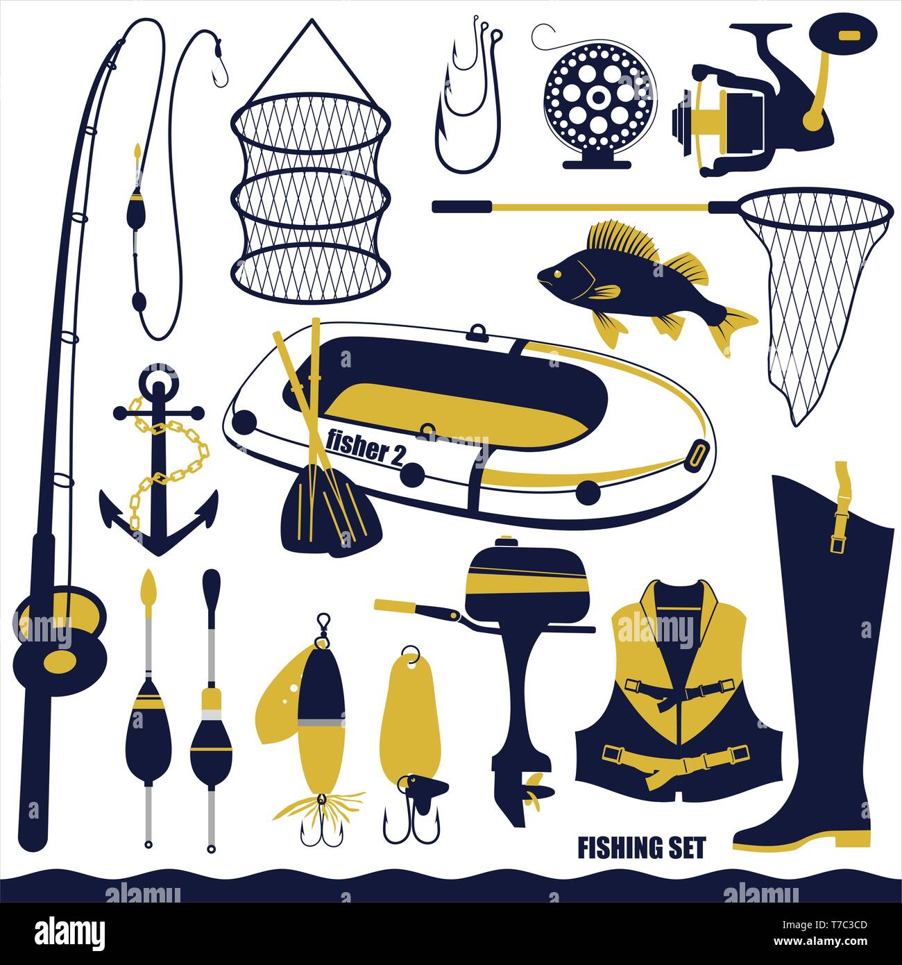 Fishing icon set.Vector illustration Stock Vector Image & Art - Alamy