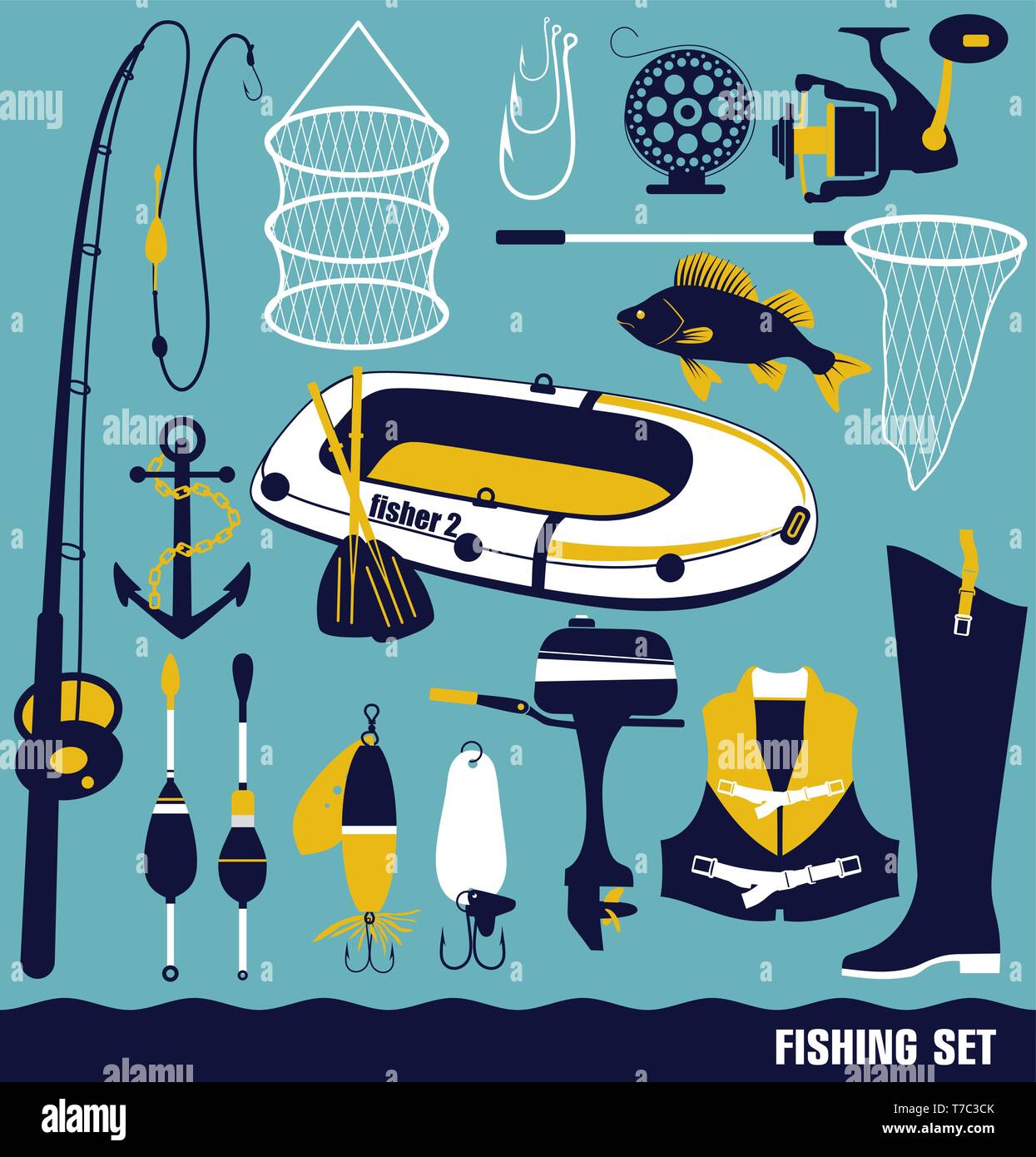 Fishing icon set.Vector illustration Stock Vector Image & Art - Alamy