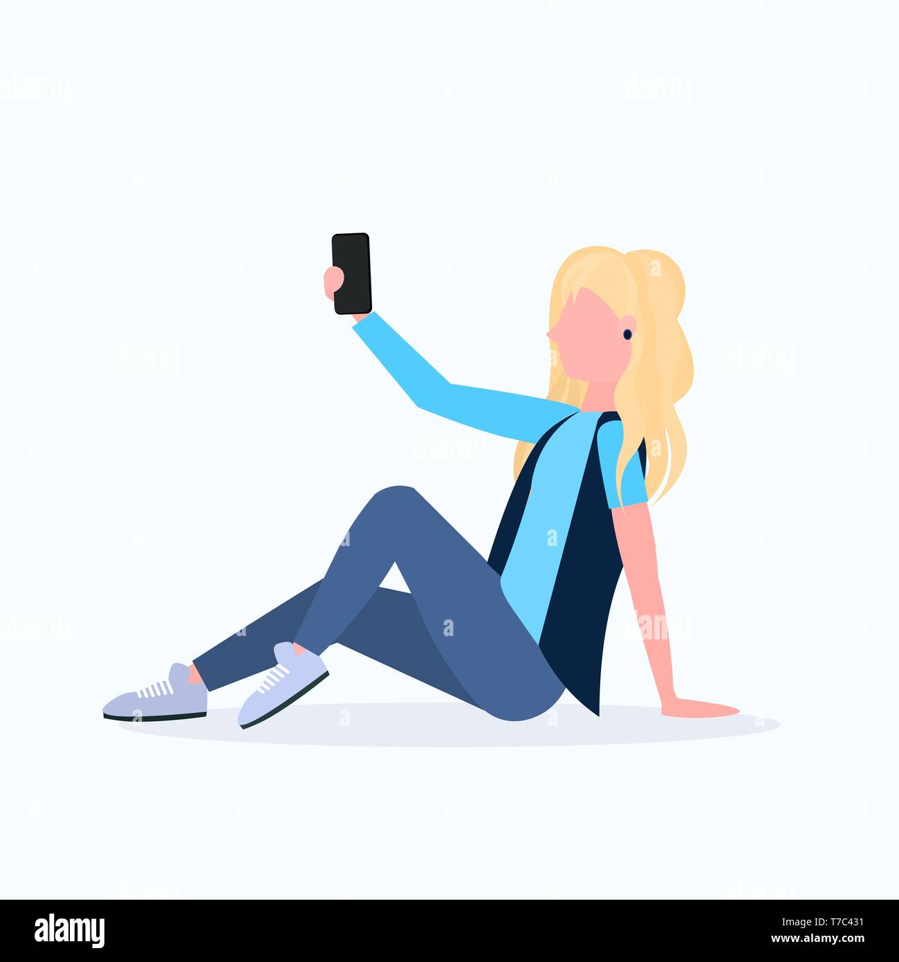 Blonde girl smiling camera Stock Vector Images - Alamy