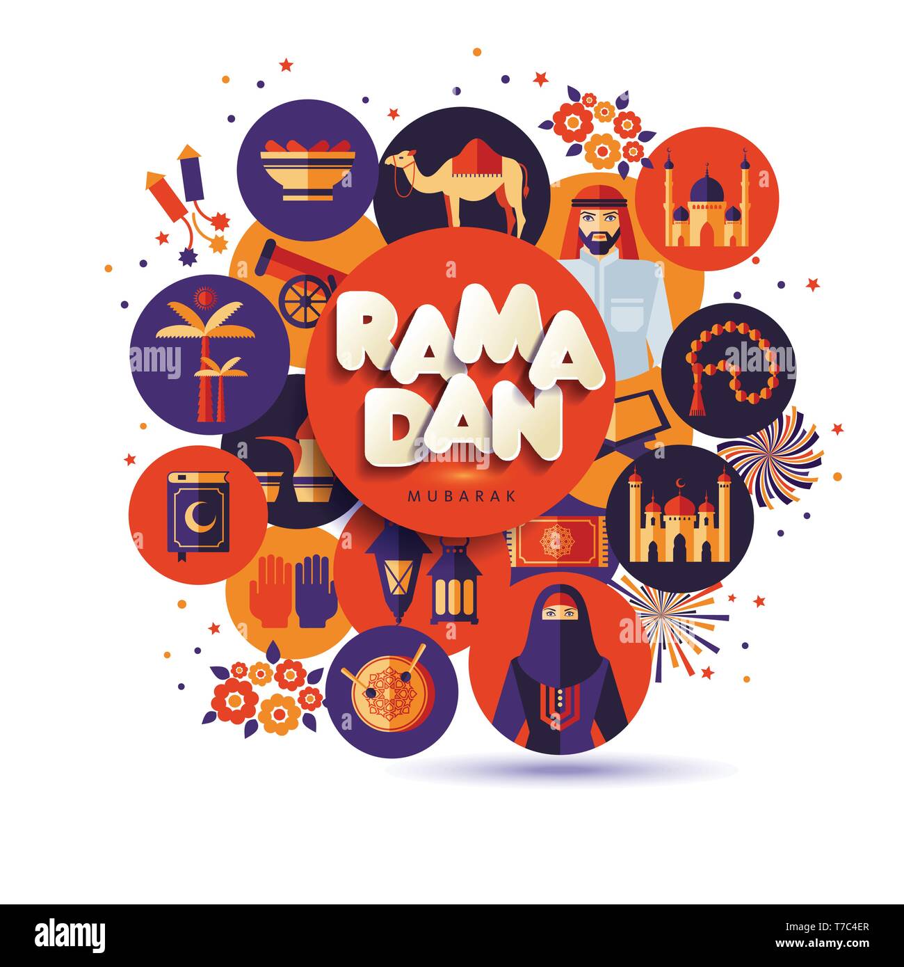 Paper text Ramadan for congratulations with muslim celebration Stock ...