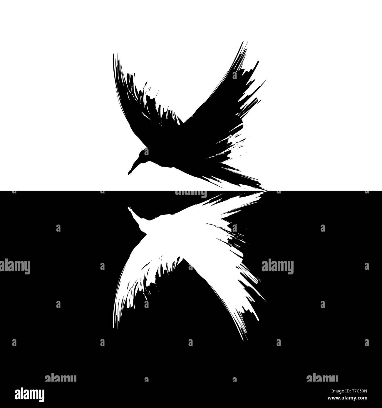 Black and white grunge brush raven silhouettes Stock Vector Image & Art ...