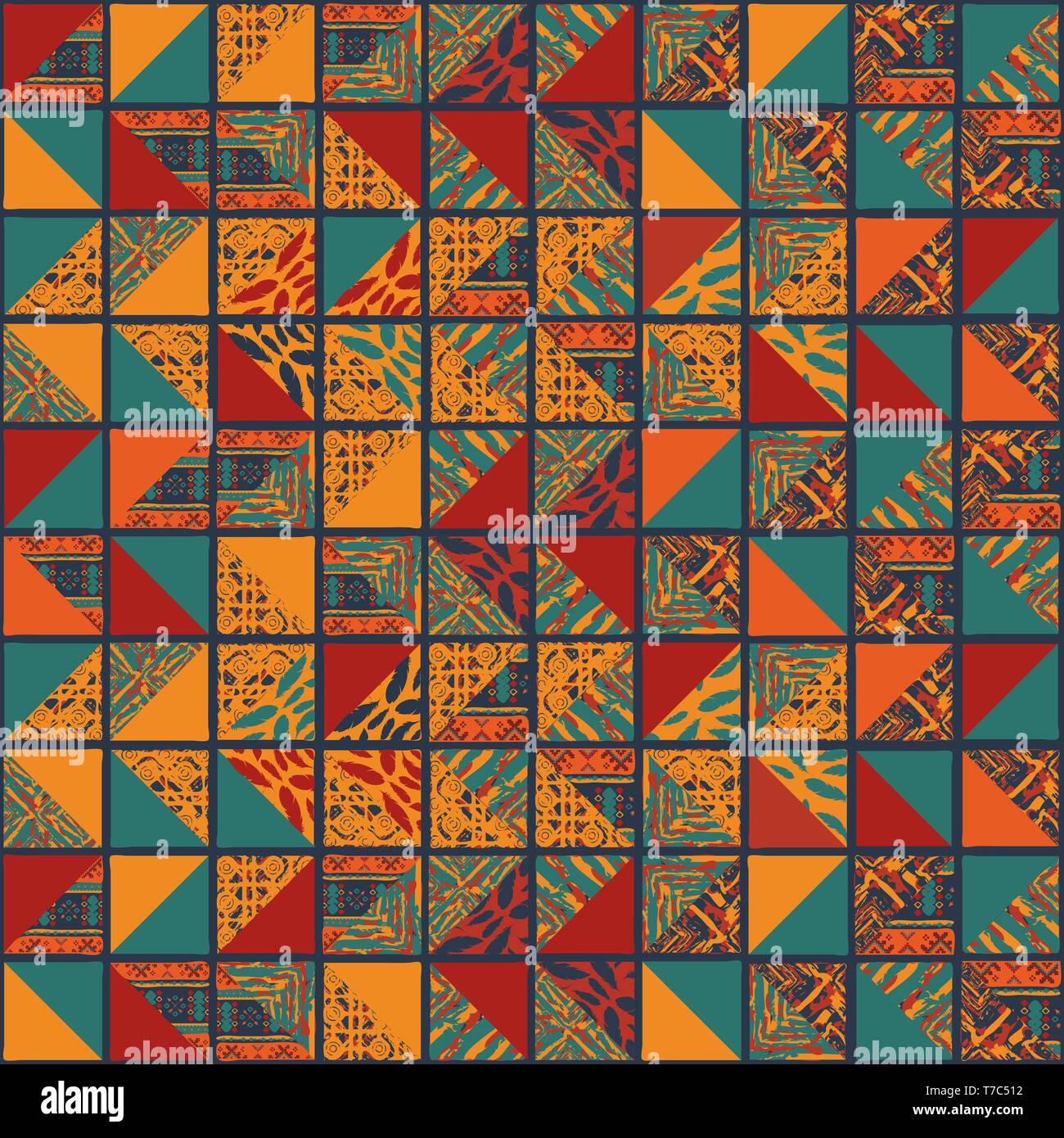 Big seamless african boho background with squares elements Stock Vector ...