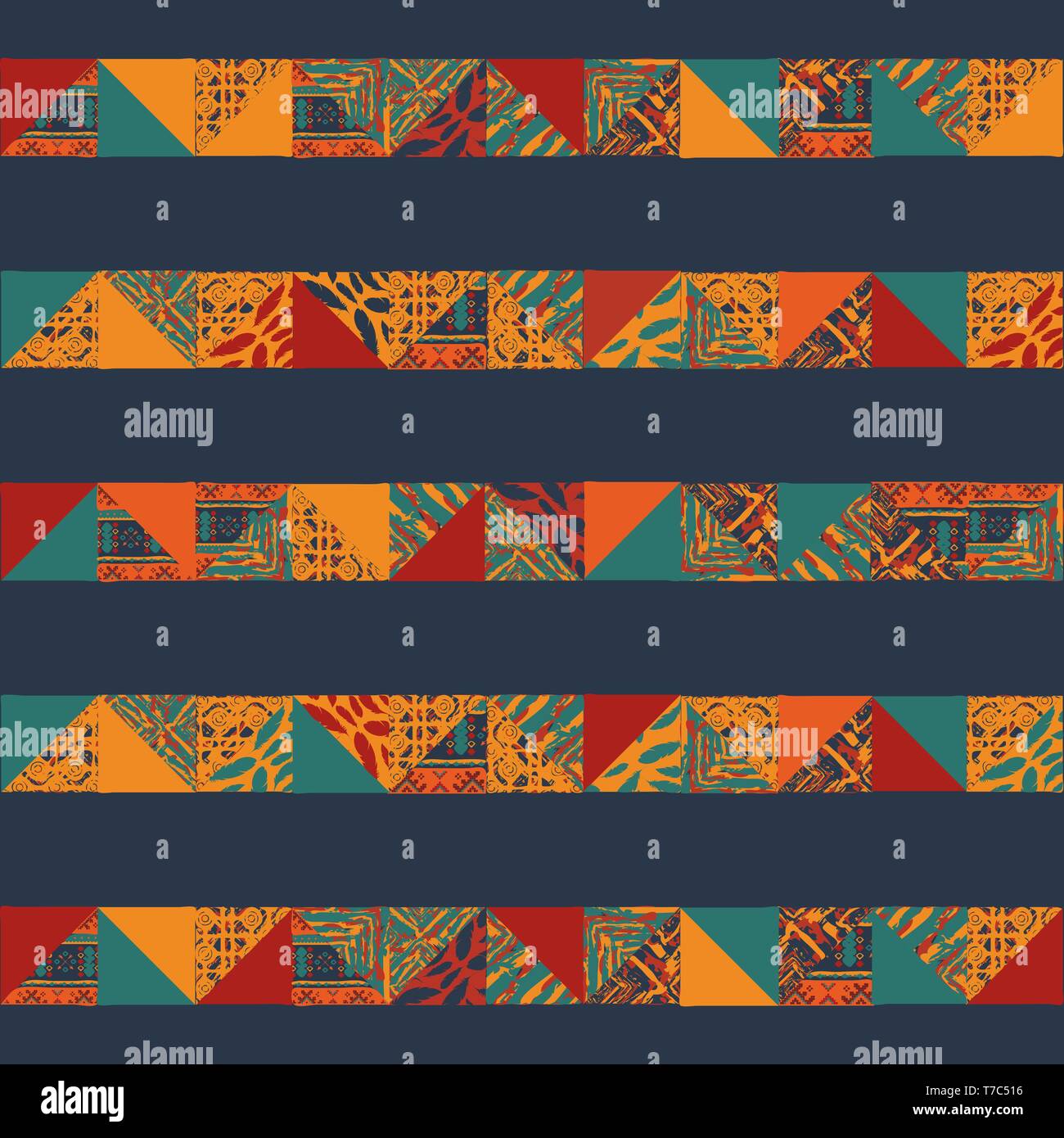 Big seamless african boho horizonttal patterns with triangle elements ...