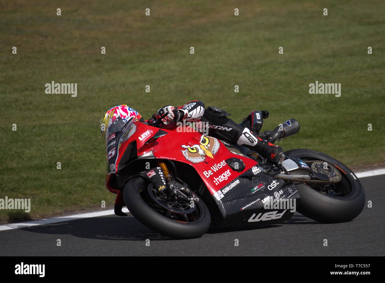 Josh Brookes racing the new Ducati Panigale V4 at Oulton Park Stock ...