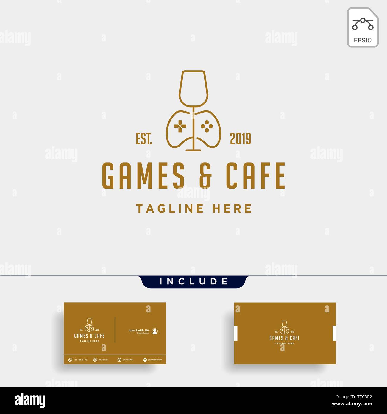 game cafe logo design concept vector illustration icon element - vector ...