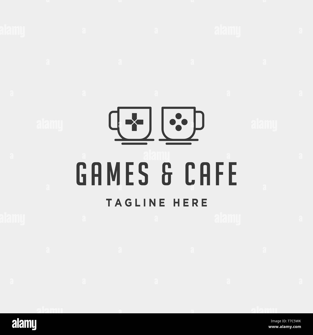 game cafe logo design concept vector illustration icon element - vector ...