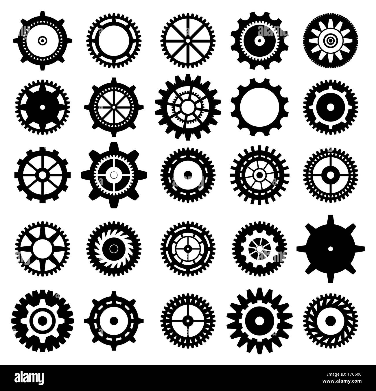 Collection of retro gear icon. Vector vintage transmission cogwheels ...