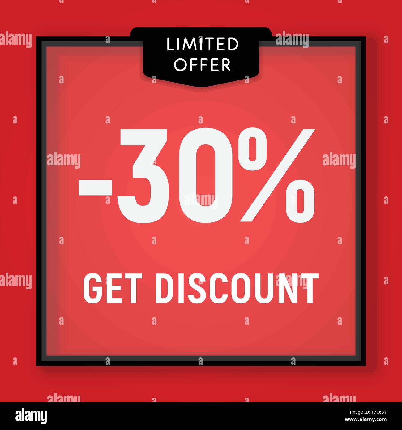 Sale 30 percent off, get discount website button. Shop window, behind ...