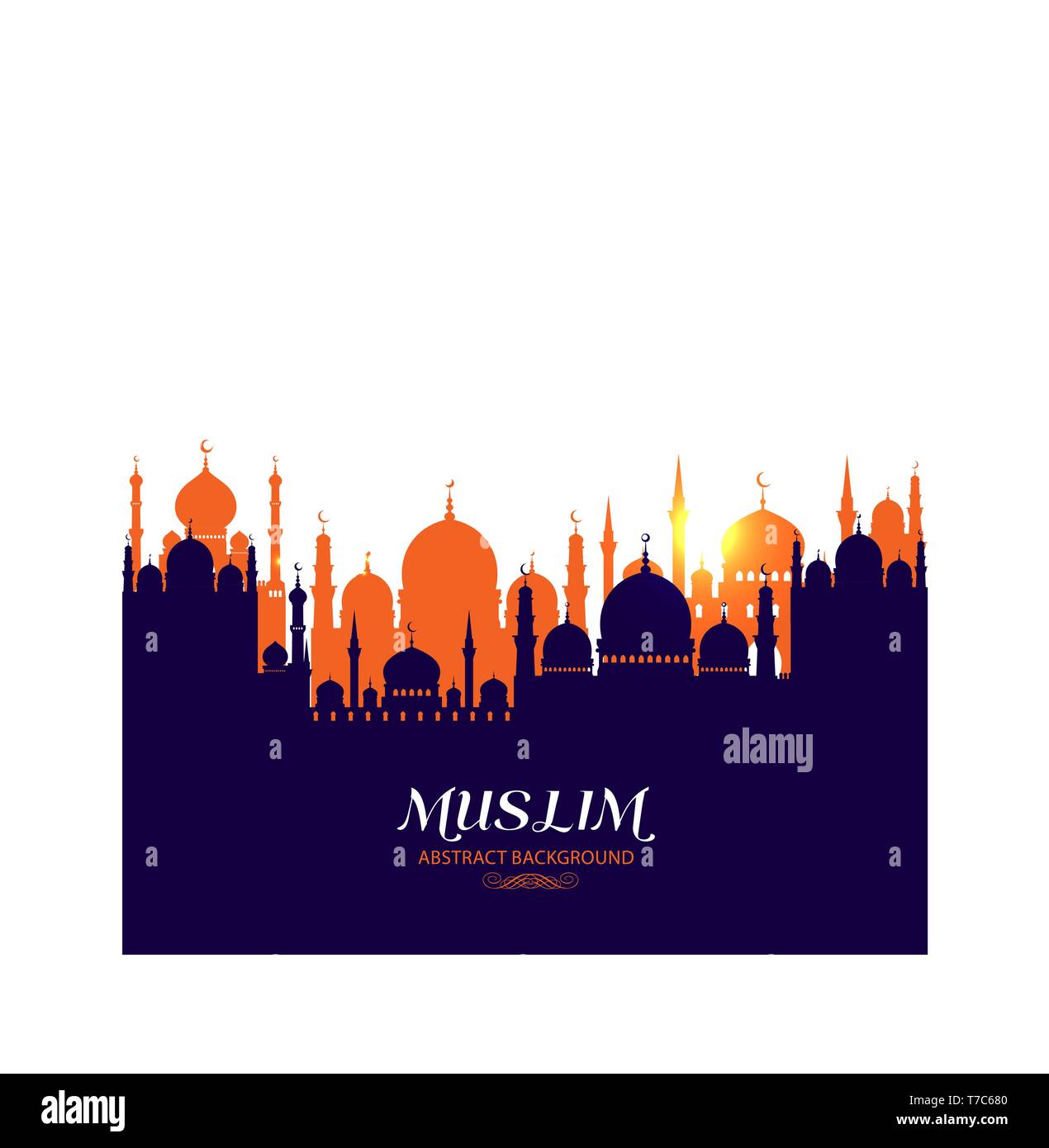 Muslim abstract greeting card. Islamic vector illustration on white ...