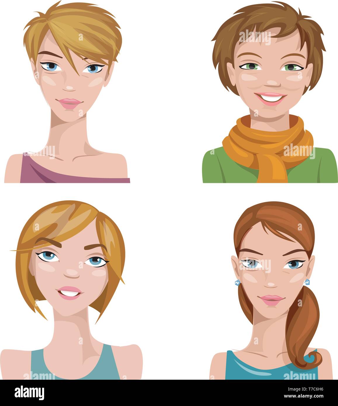 Vector set of four stylized female avatars Stock Vector Image & Art - Alamy