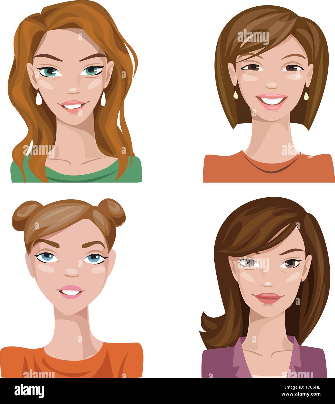 Vector set of four stylish female portraits or avatars Stock Vector ...