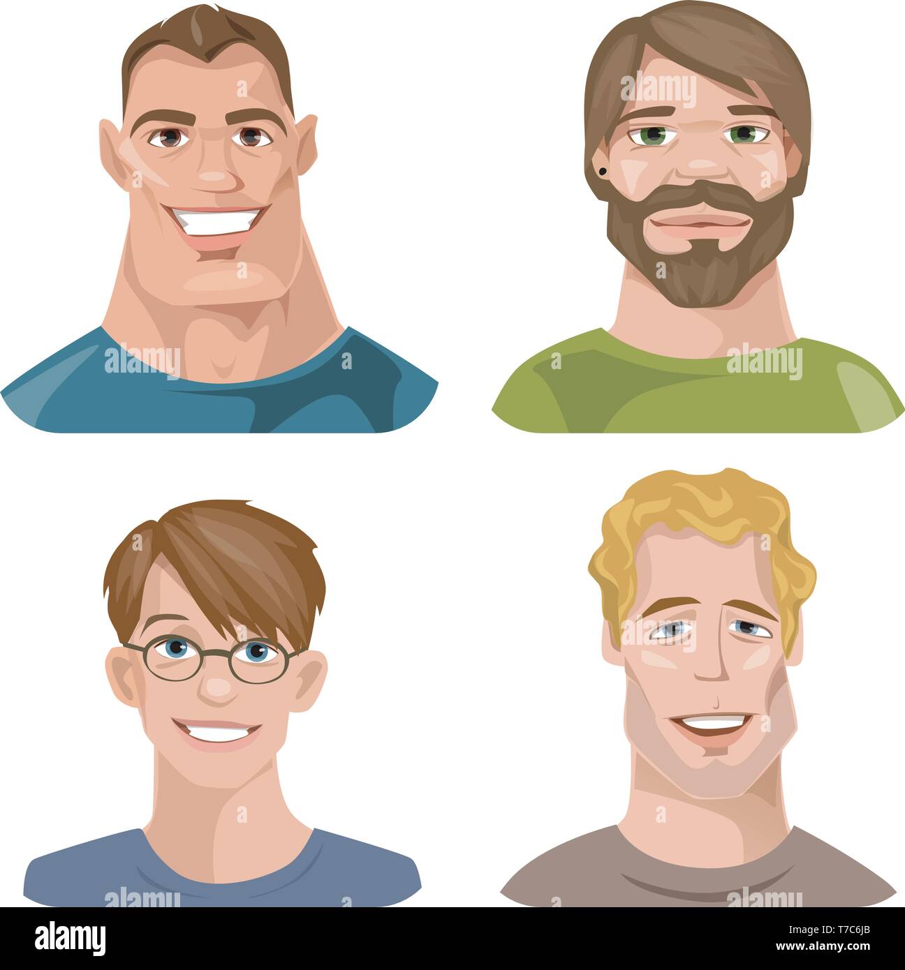Vector set of stylized male avatars or portraits Stock Vector Image ...